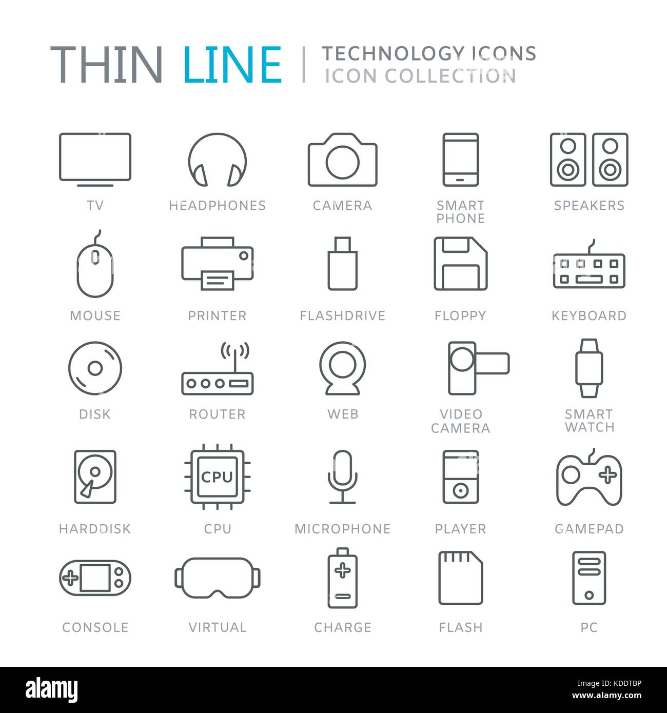 Collection of devices thin line icons Stock Vector Image & Art - Alamy