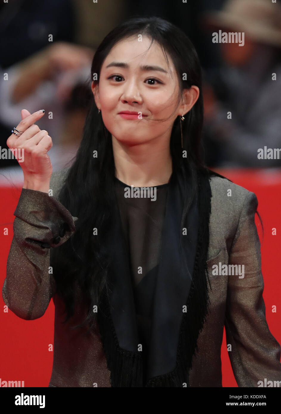 13th Oct, 2017. BIFF opens Actress Moon Geun-young walks on the red carpet to enter the opening ...