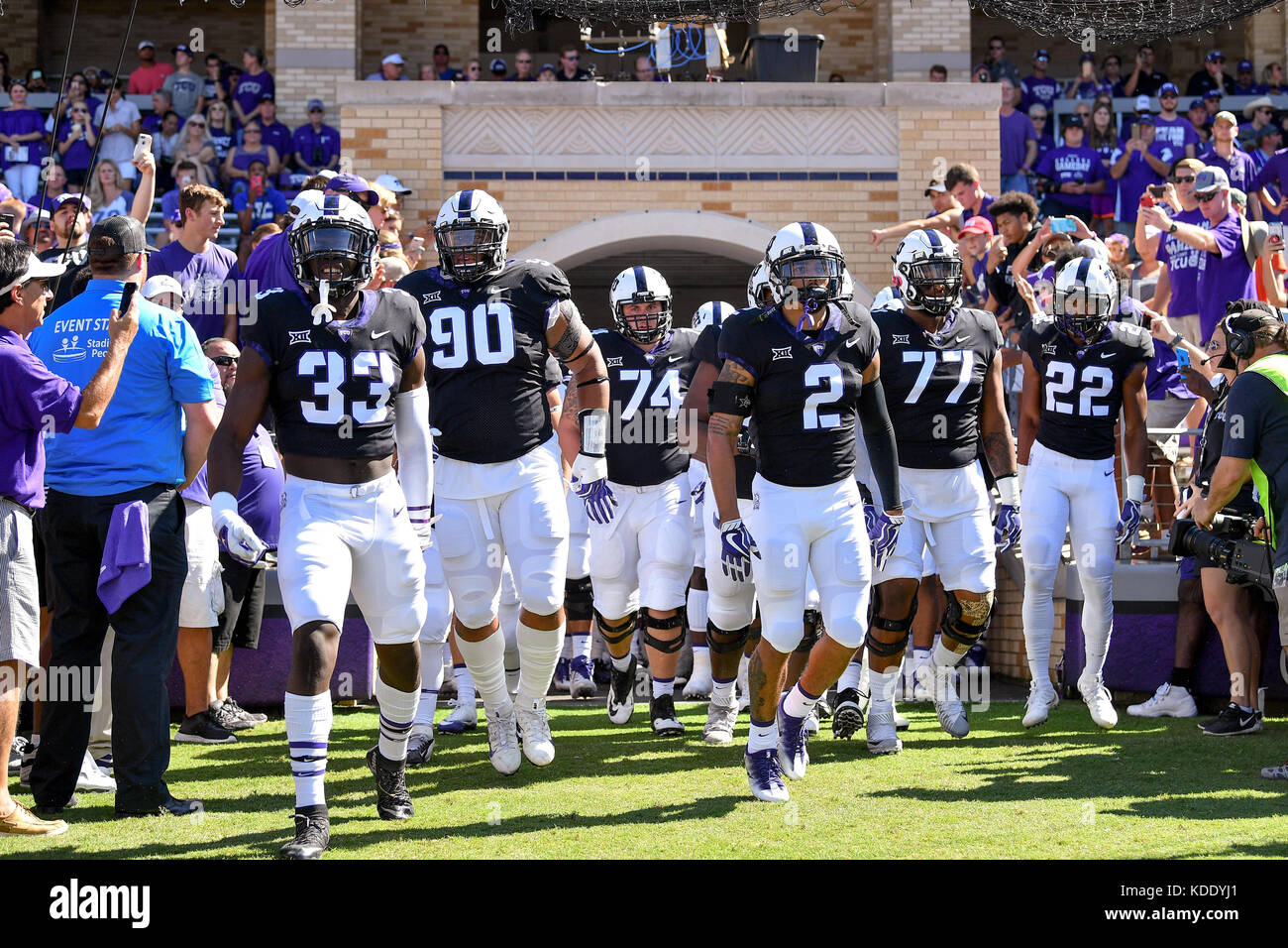 October 07, 2017: .TCU players and introduced during an NCAA Football ...