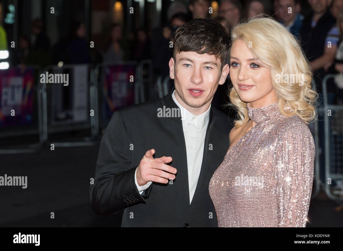 London, UK. 12th October 2017. Barry Keoghan (L) and Shona Guerin (R ...