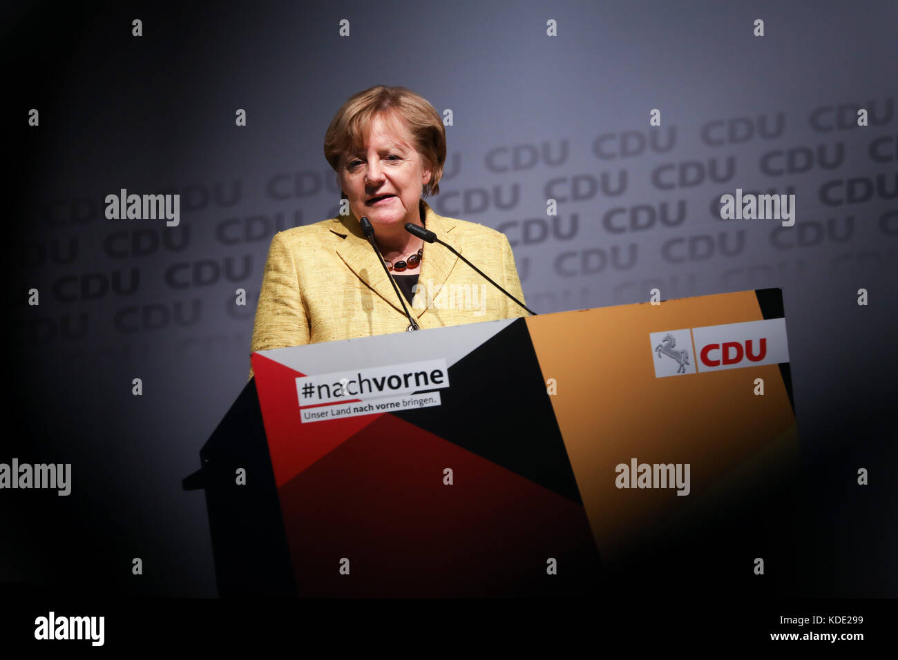 Seevetal, Germany. 12th Oct, 2017. German Chancellor Angela Merkel (CDU ...