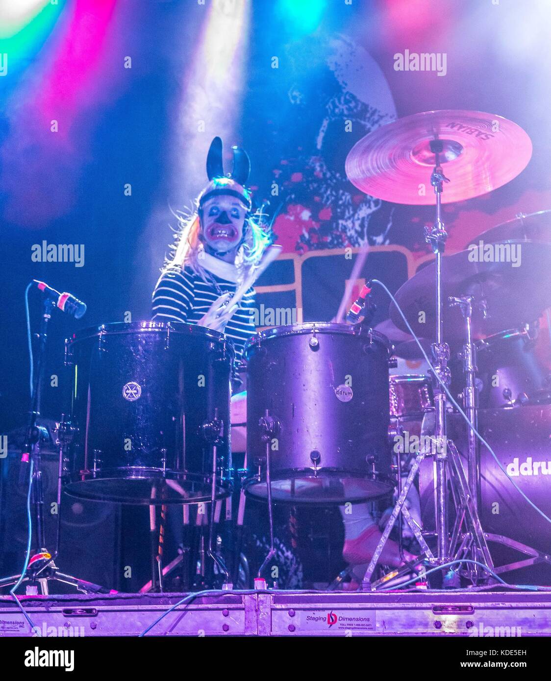 Detroit, MI, USA. 28th Sep, 2017. JOE LETZ of Combichrist performs at ...