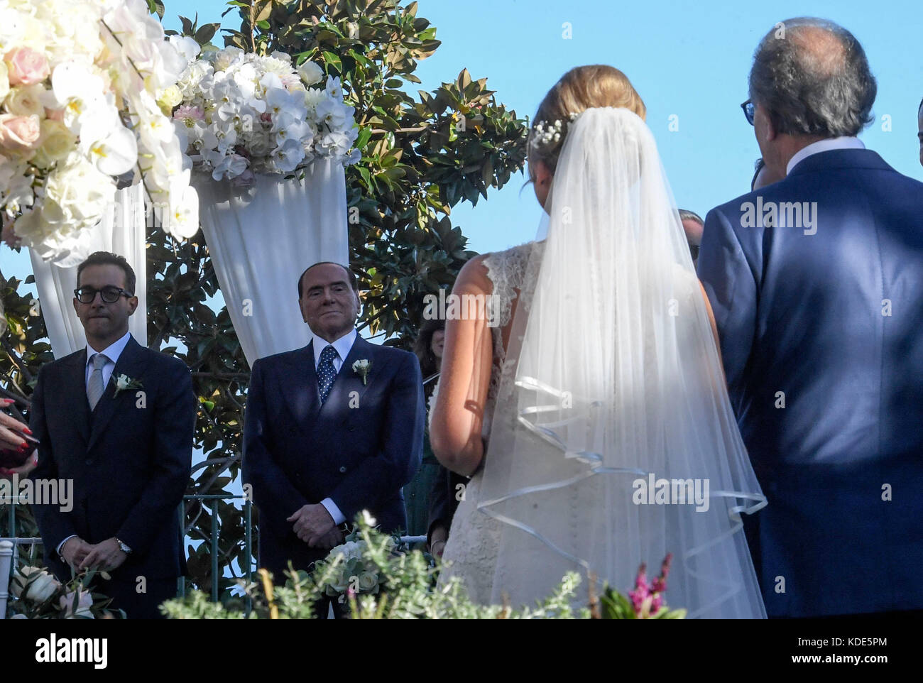 Ravello, Italy. 13th Oct, 2017. Silvio Berlusconi and Francesca Pascale in Ravello, at the ...