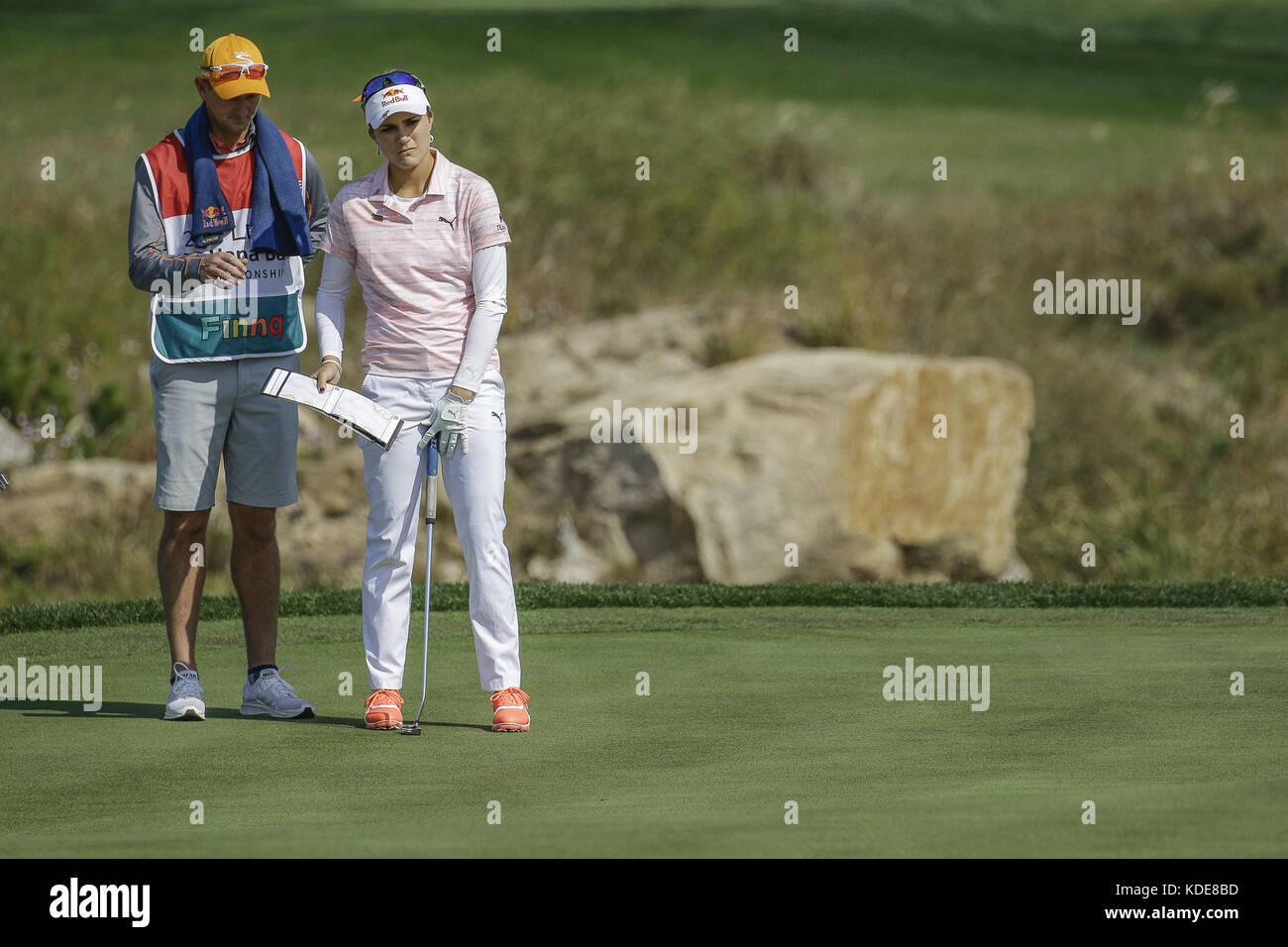 Incheon, South Korea. 13th Oct, 2017. Lexi Thompson of USA action on the 6th hall during an KEB ...