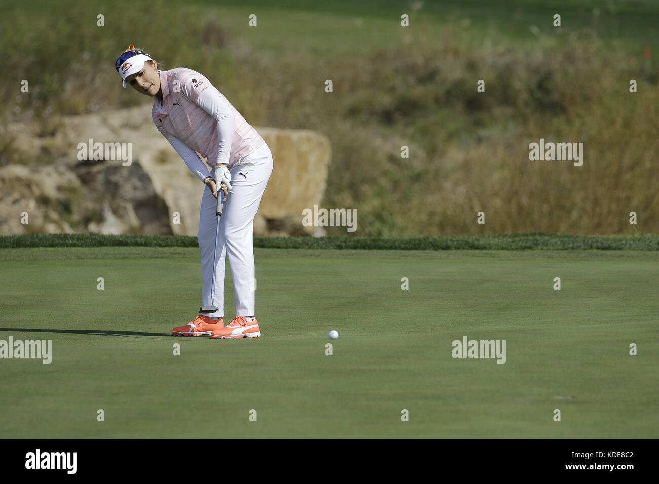 Incheon, South Korea. 13th Oct, 2017. Lexi Thompson of USA action on the 6th hall during an KEB ...