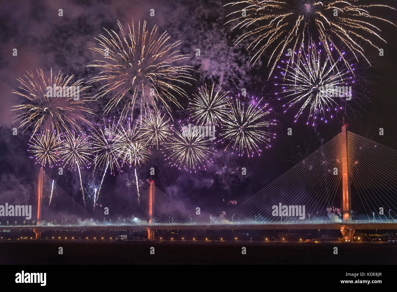 Widnes United Kingdom. 13 October. 2017.The New Mersey Gateway bridge ...
