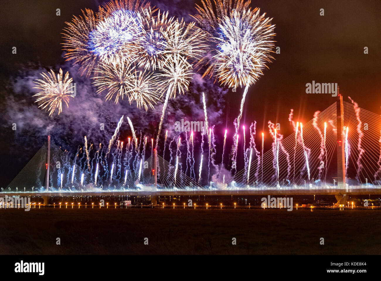Widnes United Kingdom. 13 October. 2017.The New Mersey Gateway bridge ...