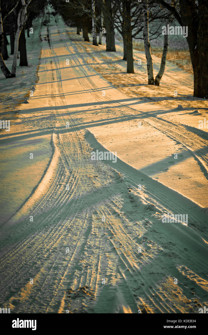 private drive in countryside covered with snow Stock Photo - Alamy