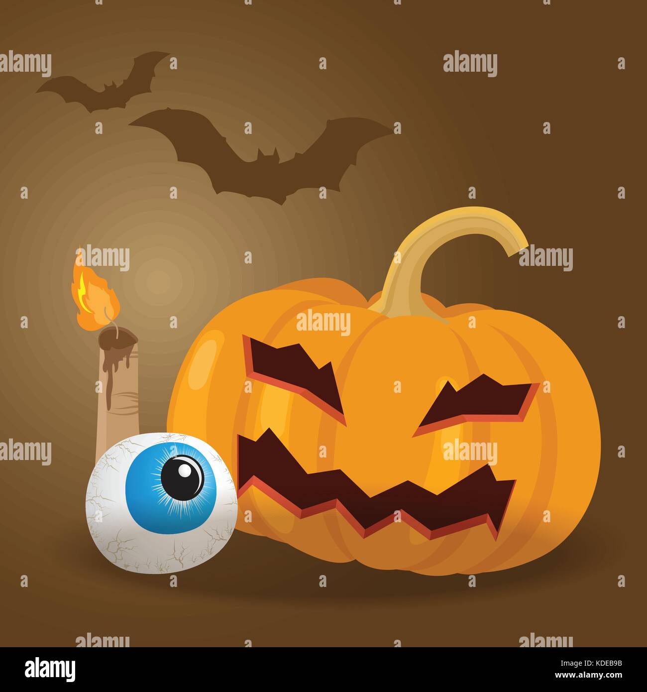 pumpkin with bat, Happy halloween vector illustration Stock Vector ...