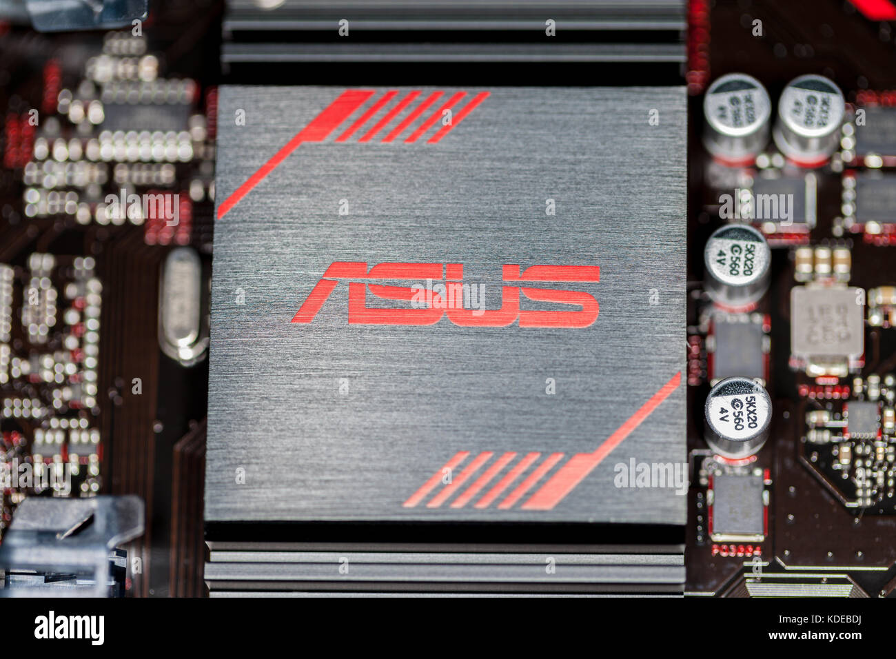 HANNOVER / GERMANY - OCTOBER 12, 2017:Asus heatsink on an asus prime ...