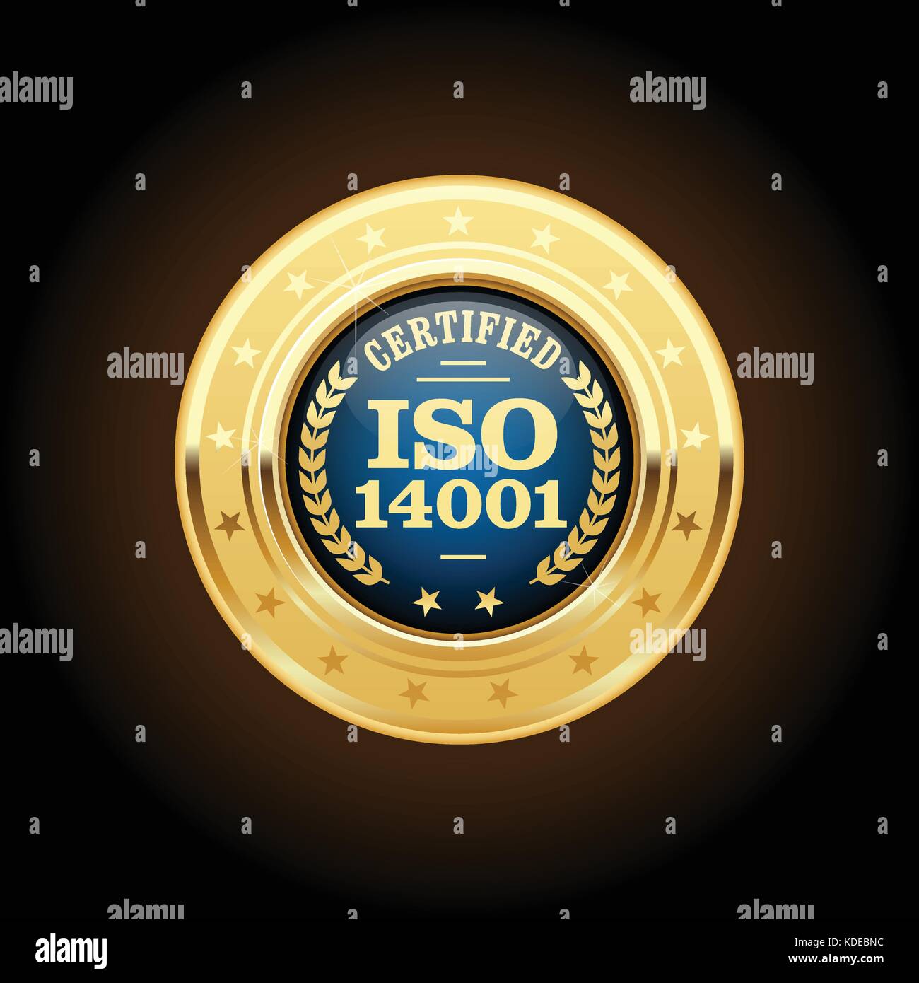 ISO 14001 certified medal - quality standard golden insignia Stock ... ISO 14001 certified medal - quality standard golden insignia Stock ...