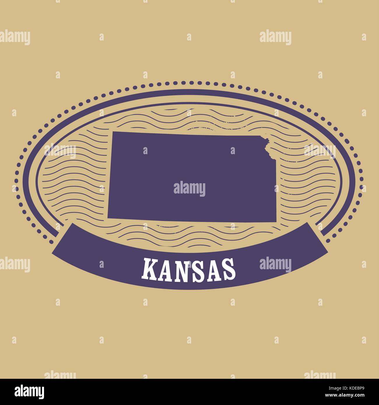 Kansas map silhouette - oval stamp of state Stock Vector Image & Art ...