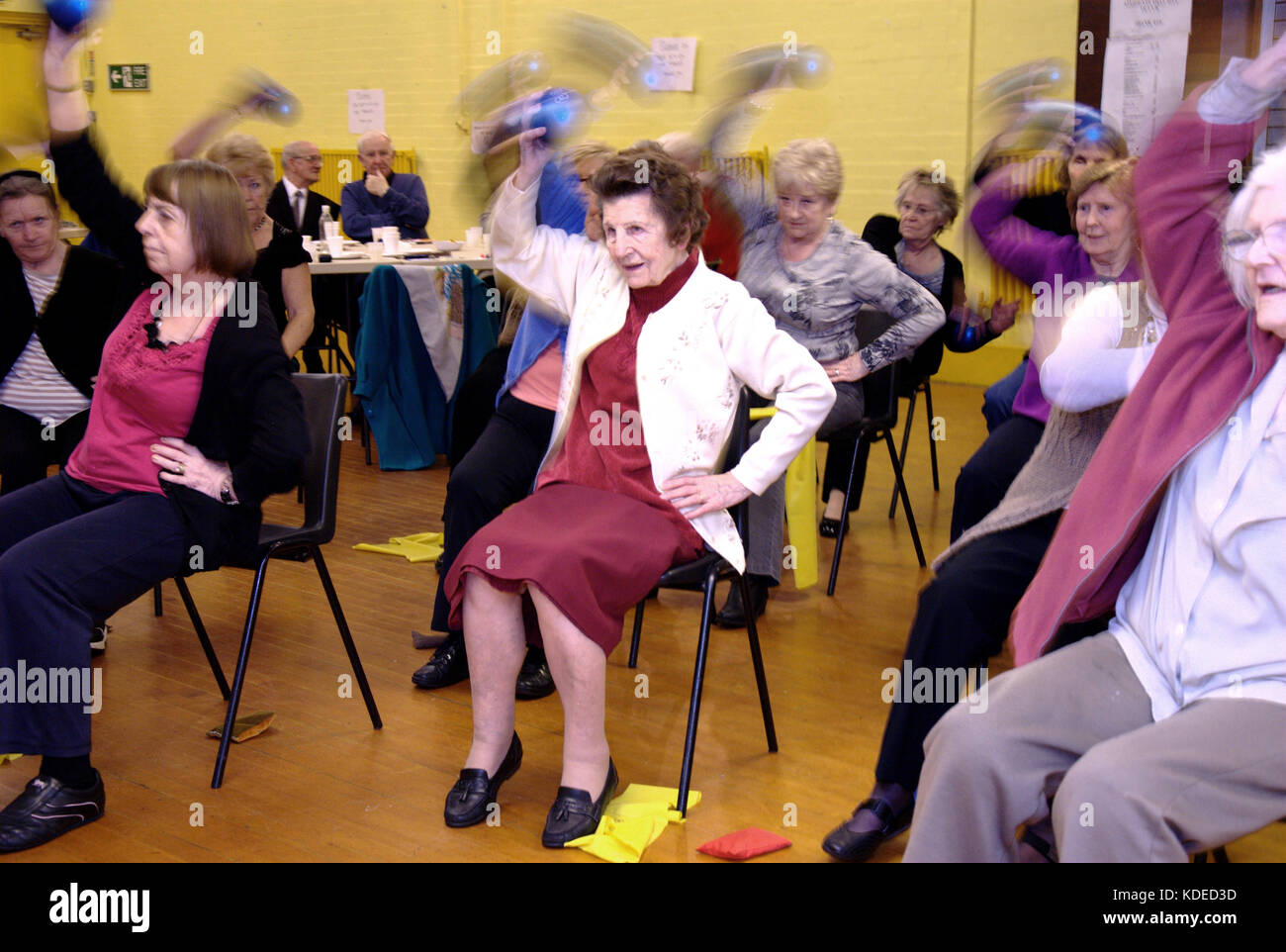 Over 50's club trying out gentle Zumba exercises at the Stephen's Hall ...