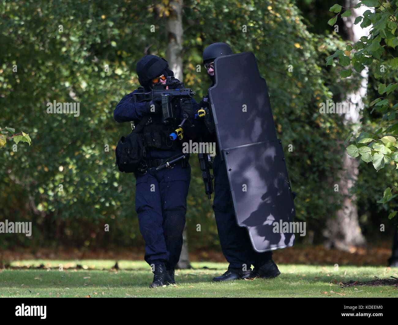 Police officers taking part in a counter-terrorism exercise respond to ...