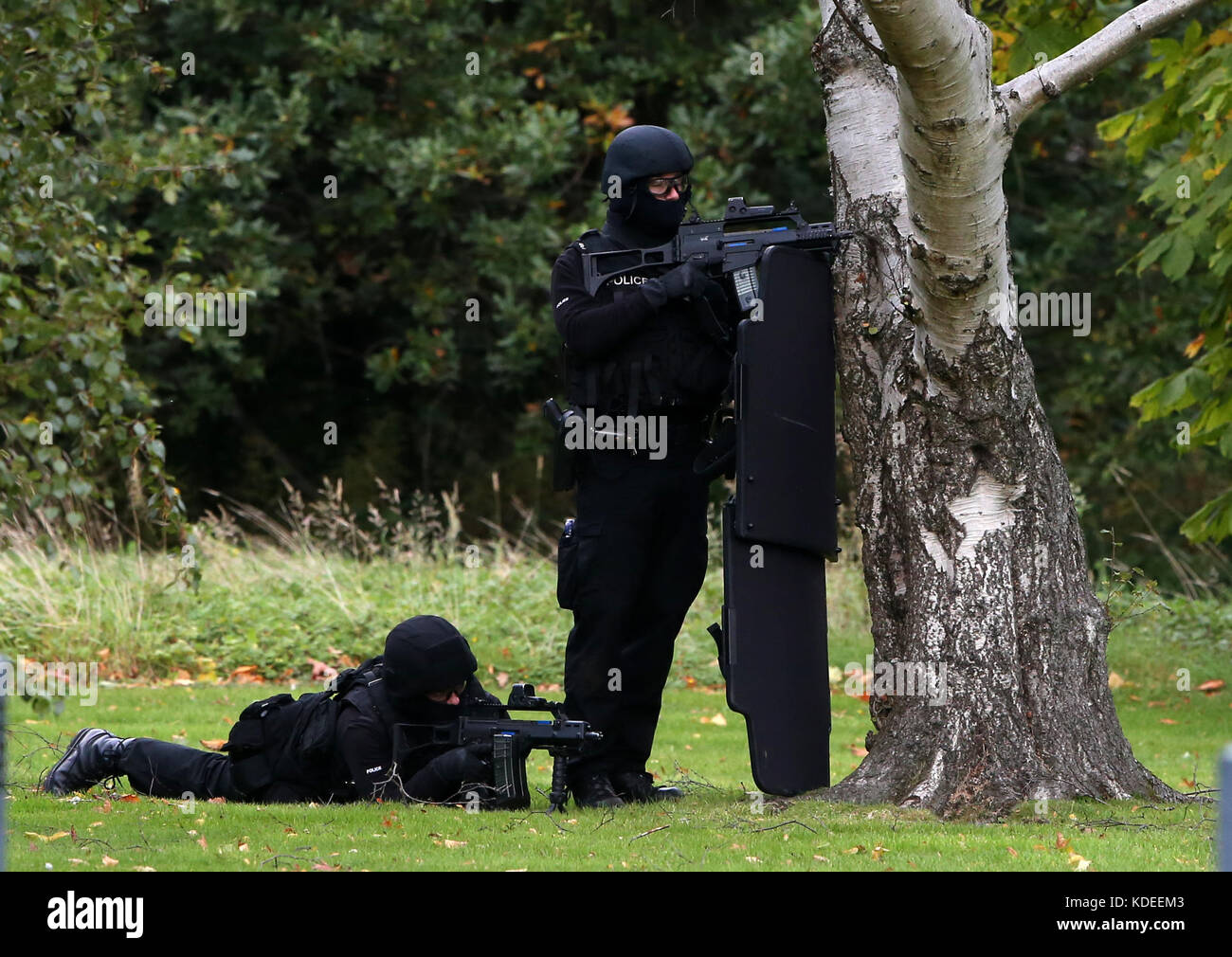 Police officers taking part in a counter-terrorism exercise respond to ...