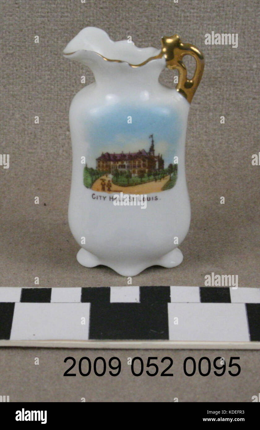 Miniature White Ceramic Pitcher With Color Transfer Image of City Hall ...