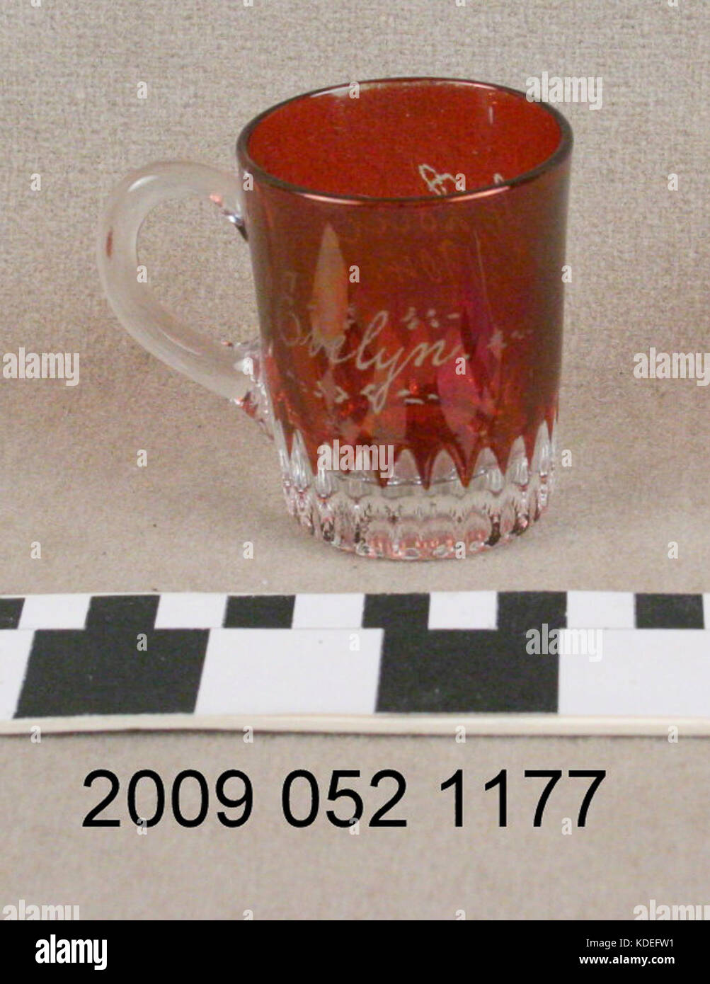 Miniature Ruby Stained Mug Personalized for Evelyn Stock Photo - Alamy