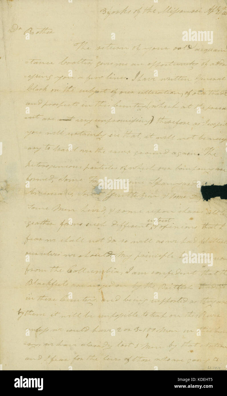 This letter, written by Reuben Lewis to Meriwether Lewis in 1810 ...