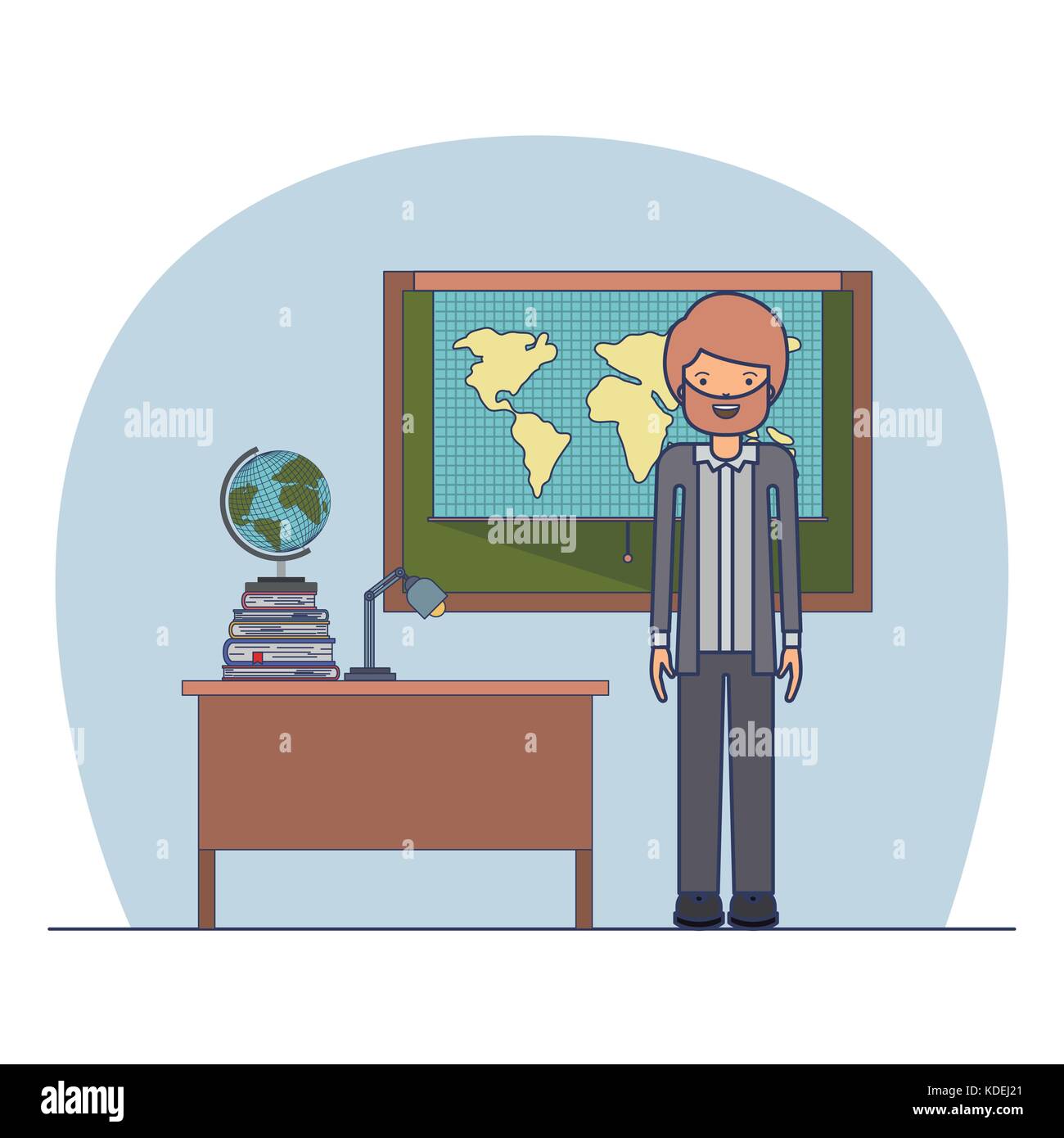 Books on desk chalkboard Stock Vector Images - Alamy
