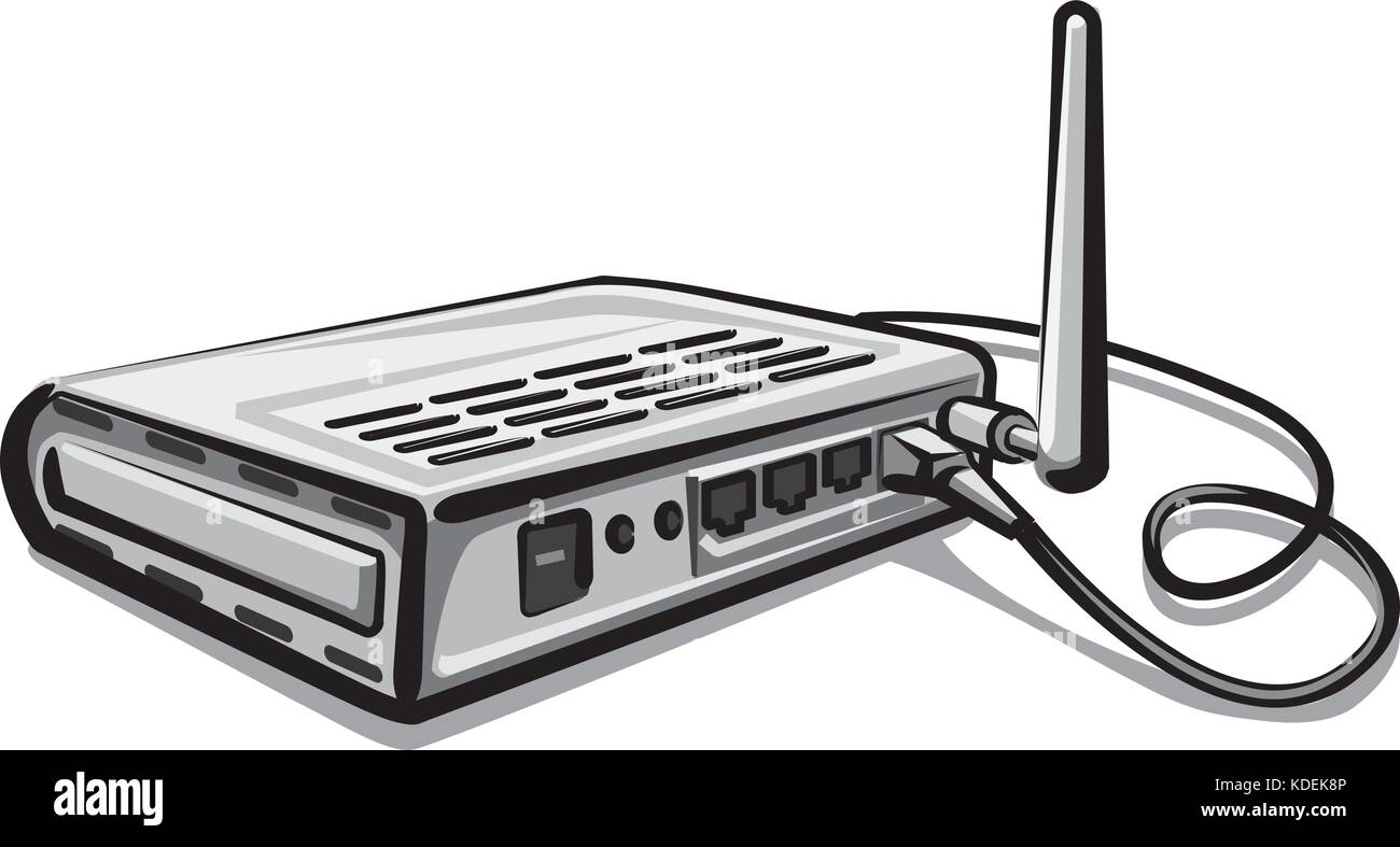 illustration of plugged modem router in network Stock Vector Image ...