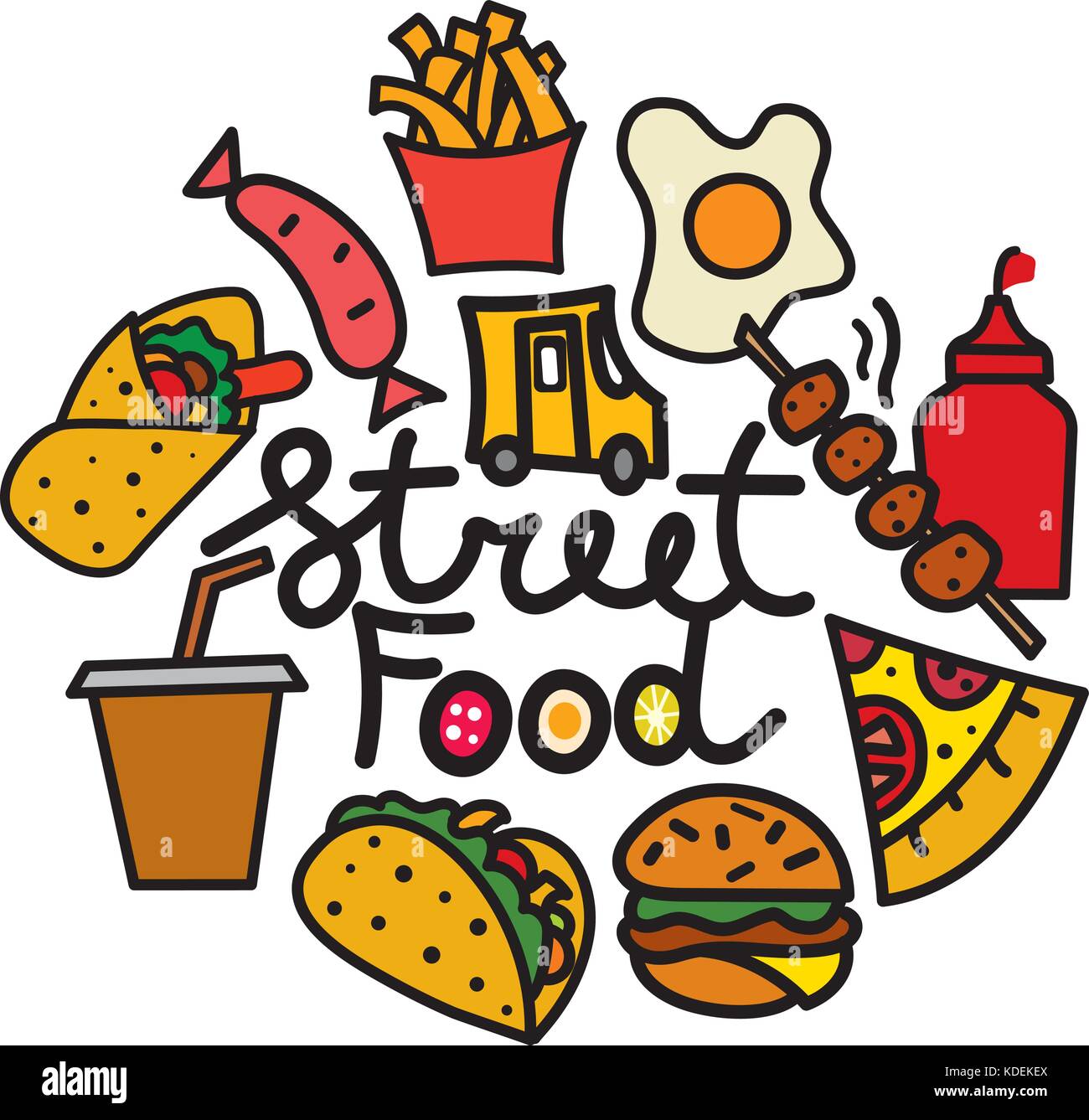 illustration of street food cover for menu cafe restaurant Stock Vector ...