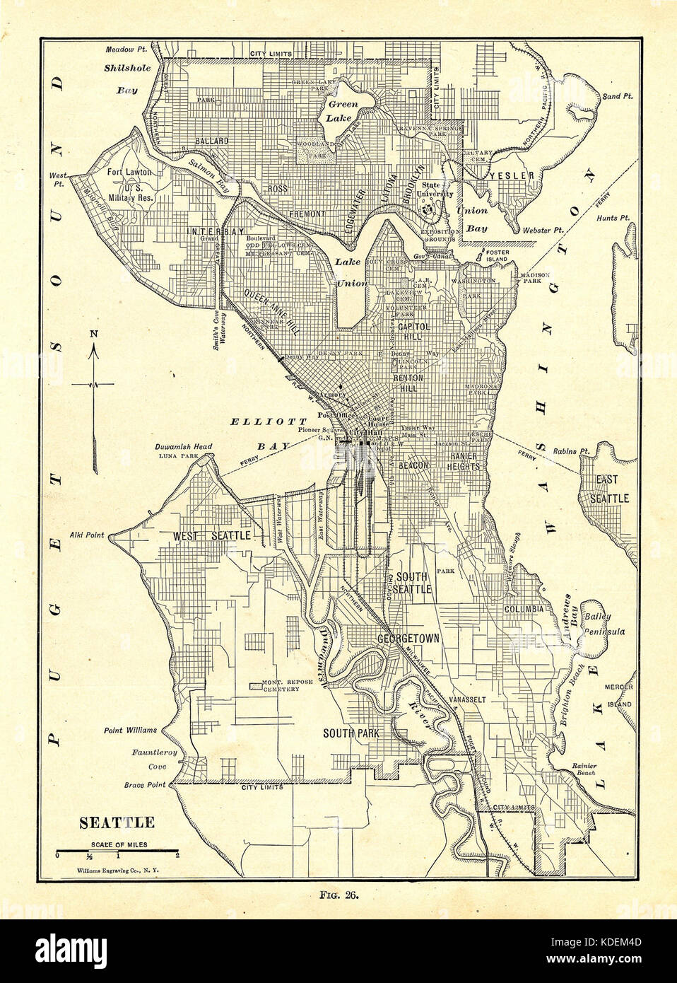 Map of Seattle 1914 Stock Photo - Alamy