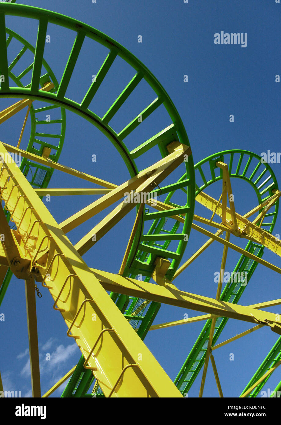 Close up of a small roller coaster in a fairground Stock Photo - Alamy