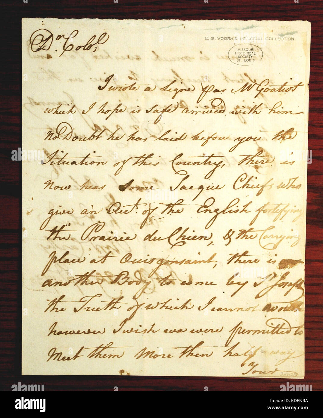 Letter signed R. McCarty, Fort Clark, to George Rogers Clark, April 29 ...