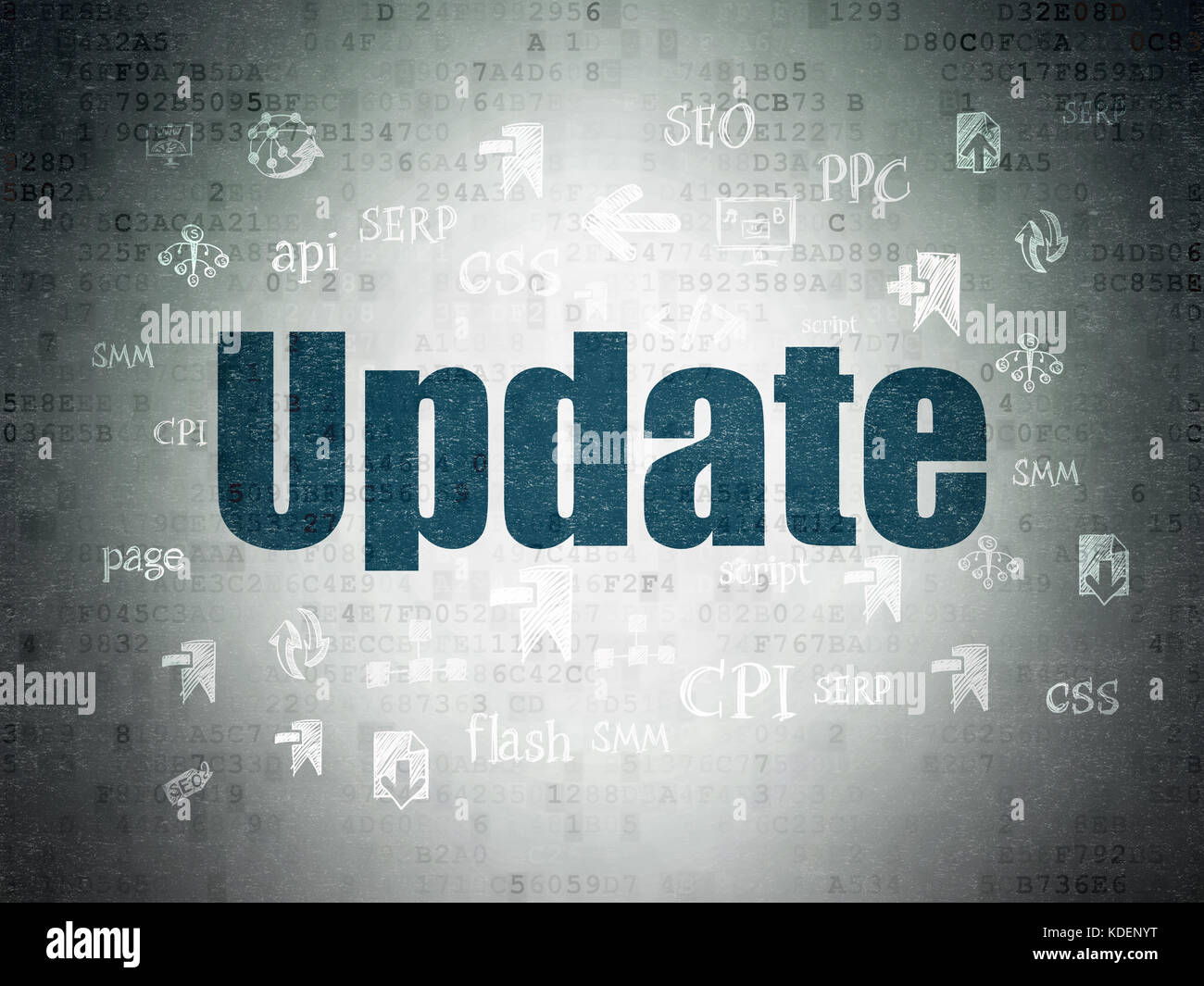 Web development concept: Update on Digital Data Paper background Stock ...