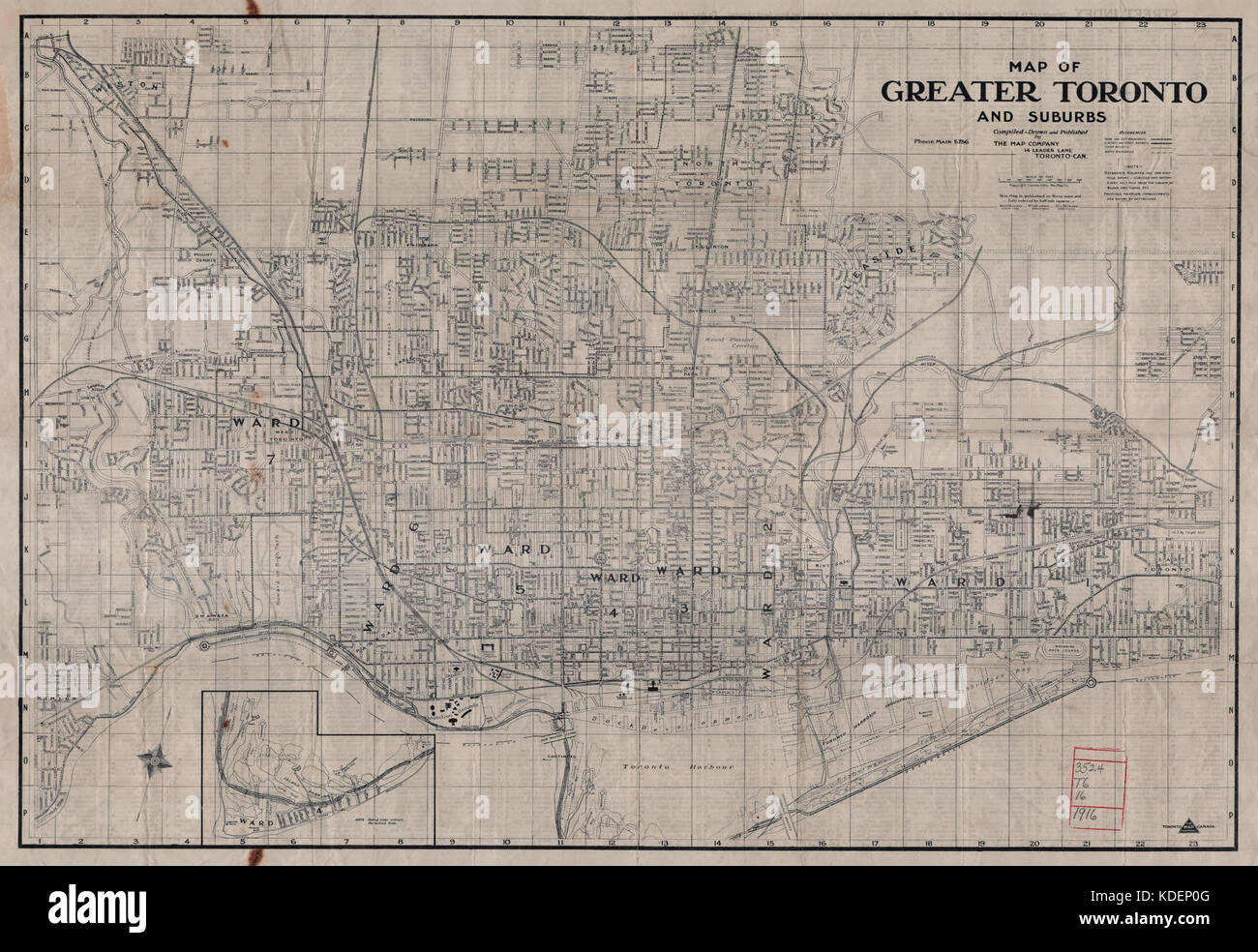 A map from 1916 depicting the greater Toronto area and its suburbs. It ...