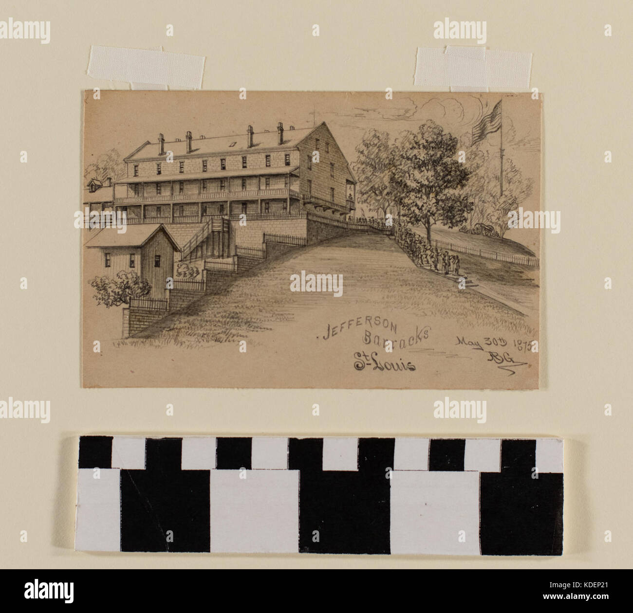 Pencil Drawing of Jefferson Barracks by A.B. Greene Stock Photo - Alamy