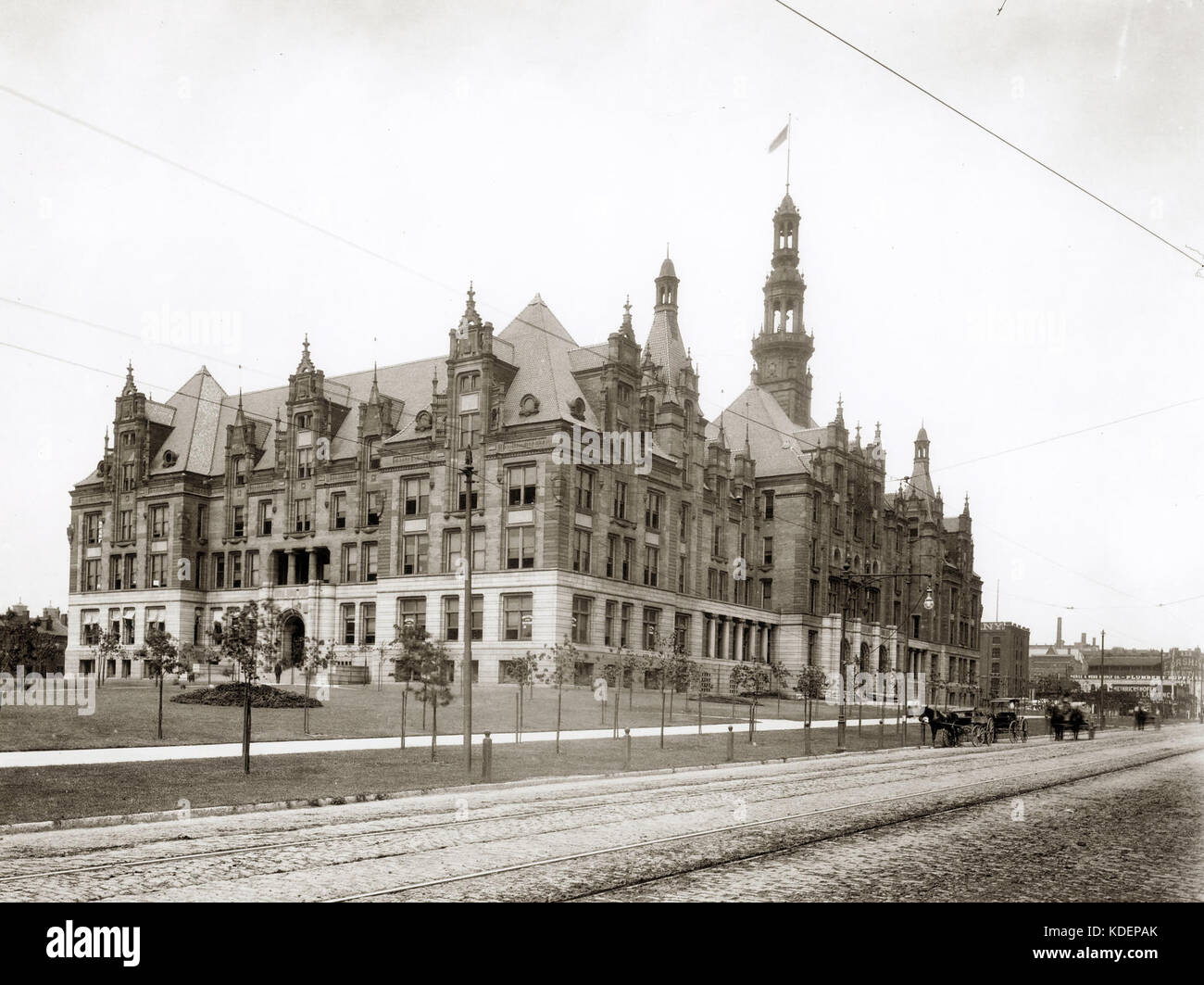 St. Louis City Hall. View looking north toward the intersection of ...