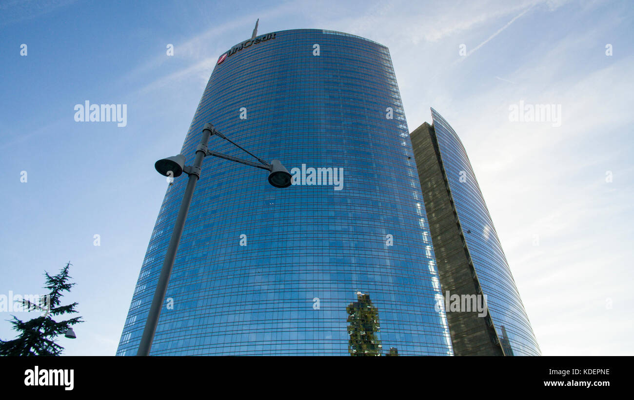 Unicredit tower, Gae Aulenti square, Milan, Italy. View of the ...