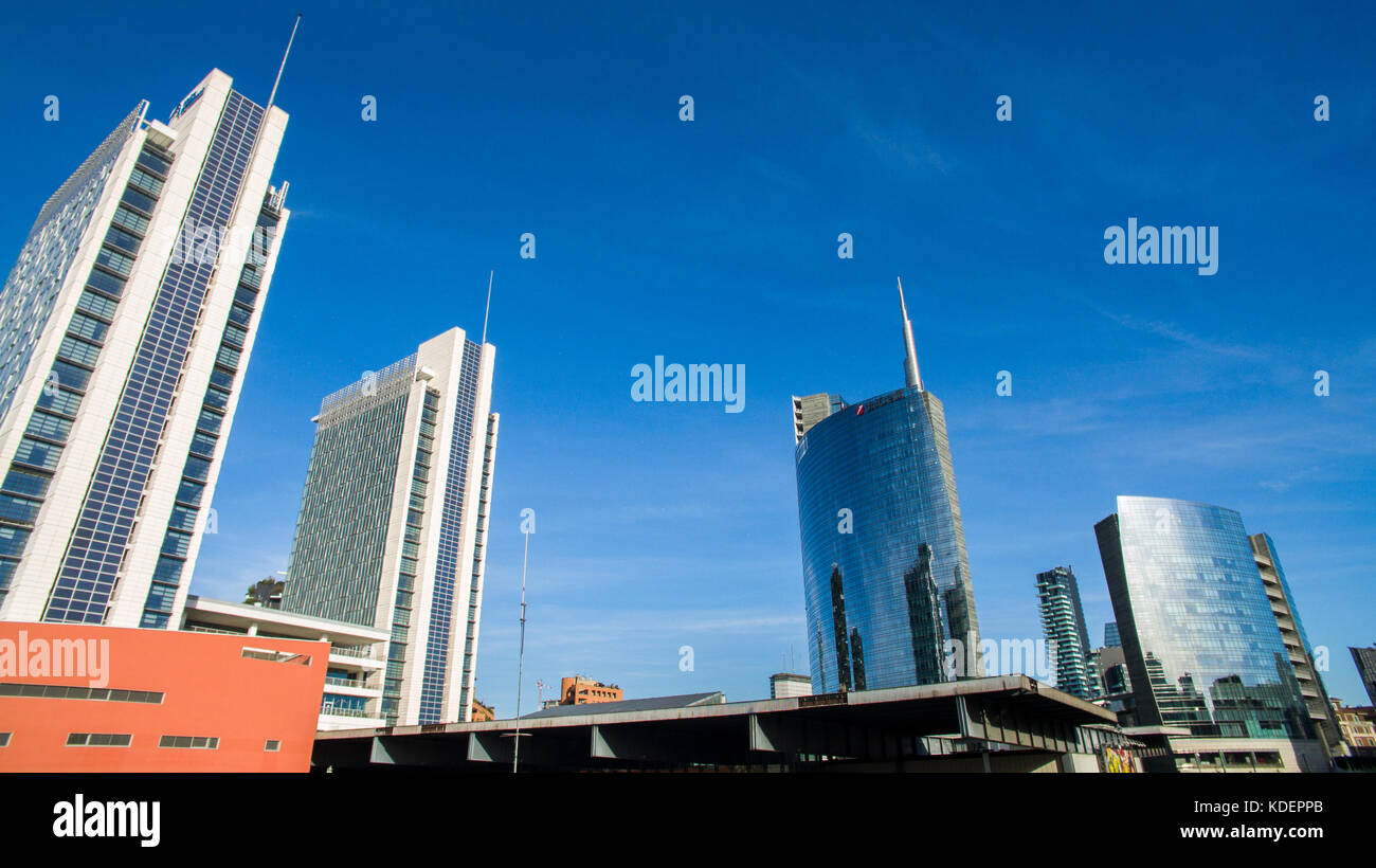 Garibaldi Station and Unicredit Tower area with vertical forest, Milan ...