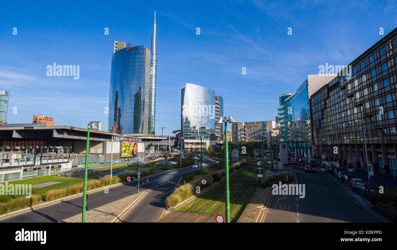 Garibaldi Station and Unicredit Tower area with vertical forest, Milan ...