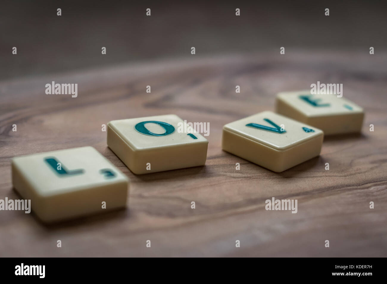 I love you romantic words scrabble tile lettering Stock Photo - Alamy