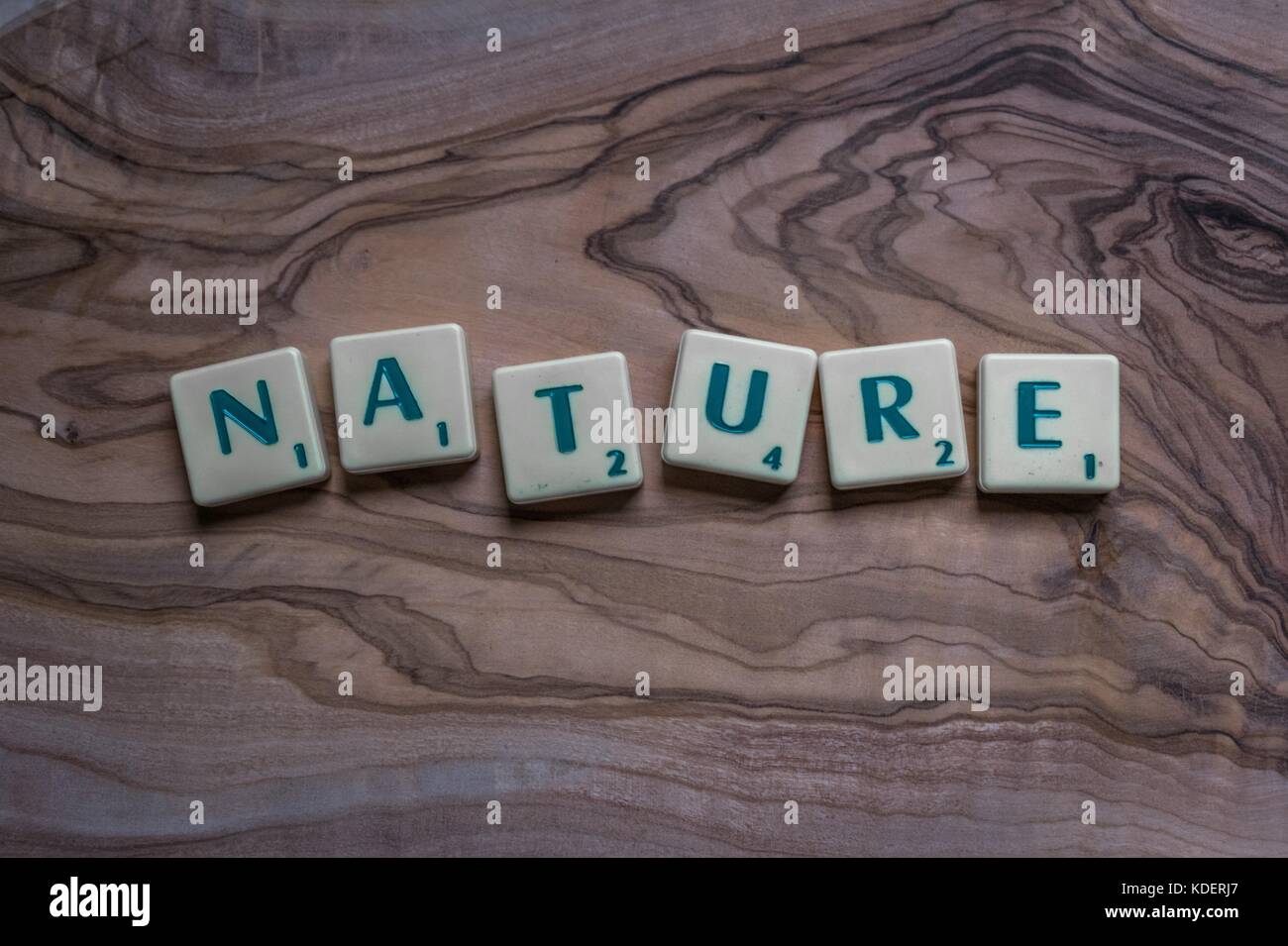 Nature letters words wooden background Stock Photo - Alamy