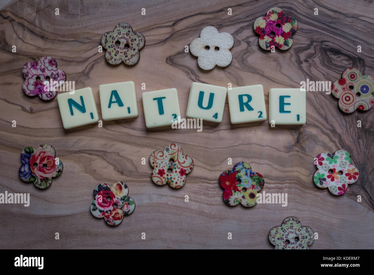 Nature letters words wooden background Stock Photo - Alamy