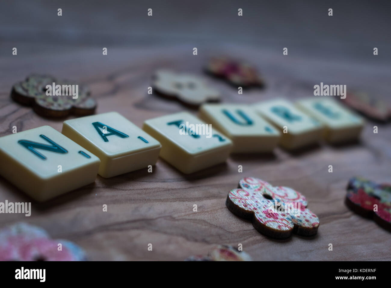 Nature letters words wooden background Stock Photo - Alamy