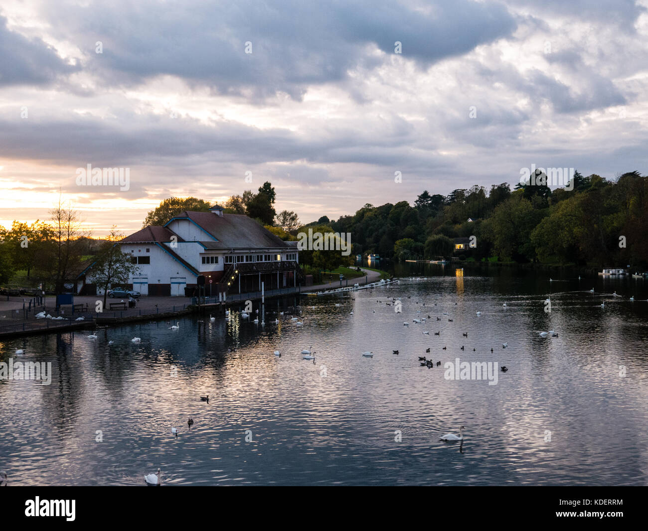 Reading Rowing Club on River Thames viewed from Caversham Bridge ...