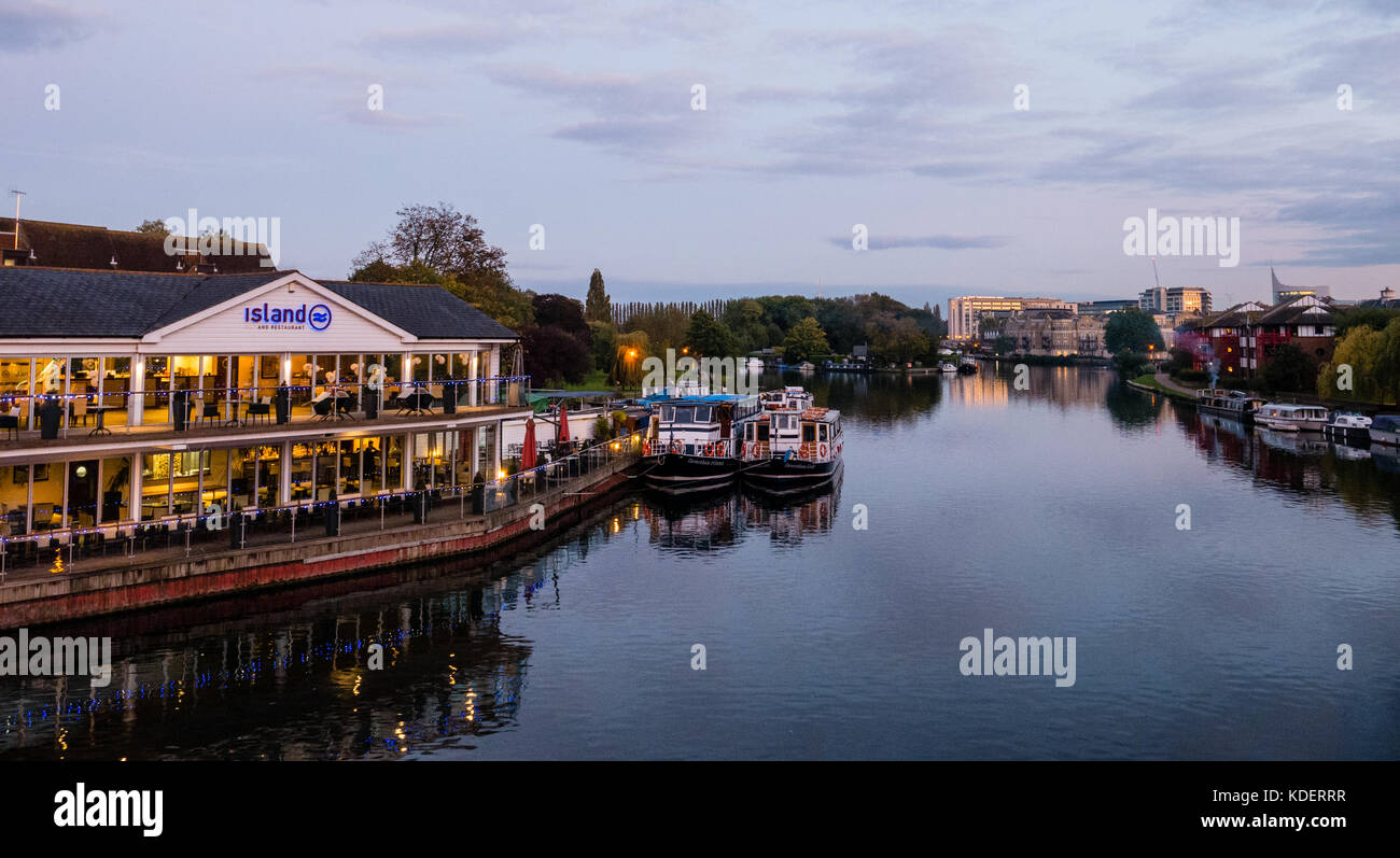 Island Bar and Restaurant Viewed from Caversham Bridge, River Thames ...