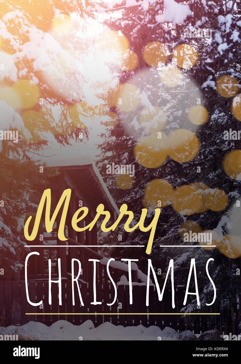 Digital composite of merry Christmas text on snow background Stock ...