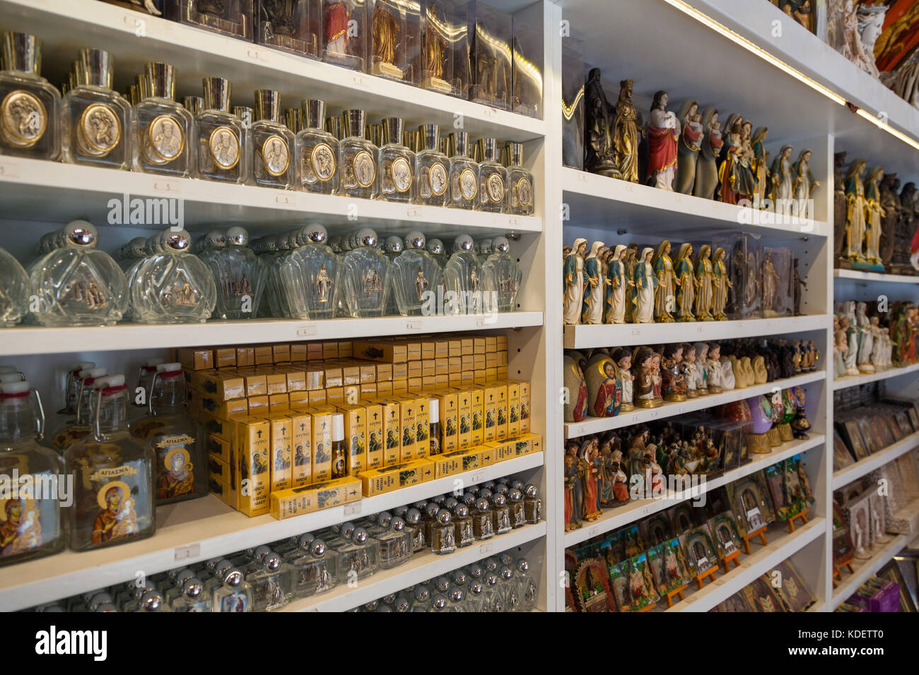 A showcase of religious Christian souvenir items in Natural Park of the ...