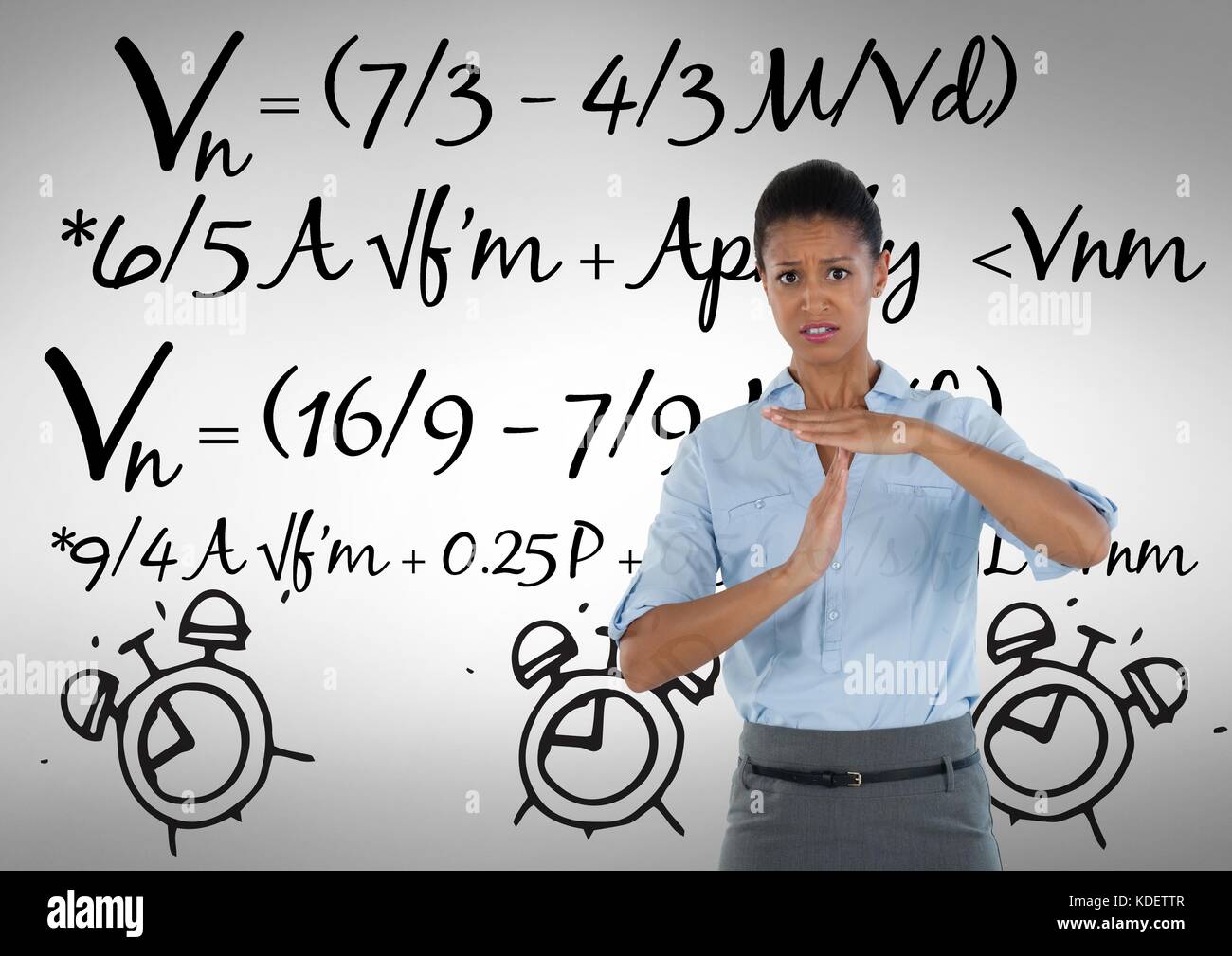 Digital composite of frustrated woman with math background Stock Photo ...