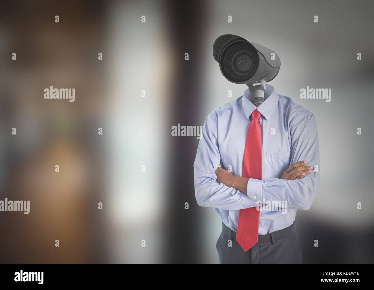 Digital composite of Businessman with CCTV head at office Stock Photo ...