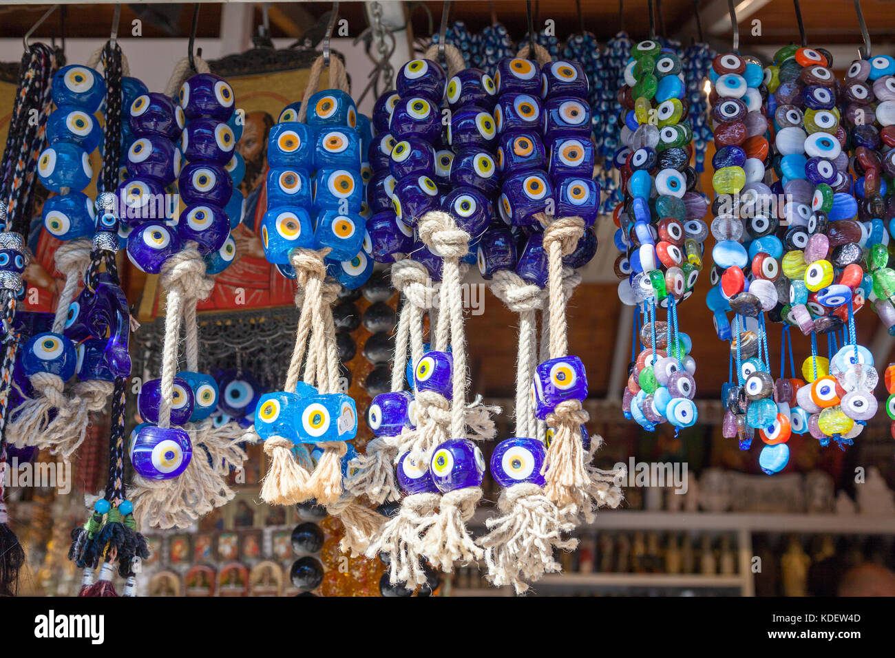 A religious amulets in souvenir shop in Natural Park of the Virgin Mary ...