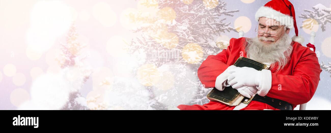 Digital composite of Santa with Winter landscape falling asleep Stock ...