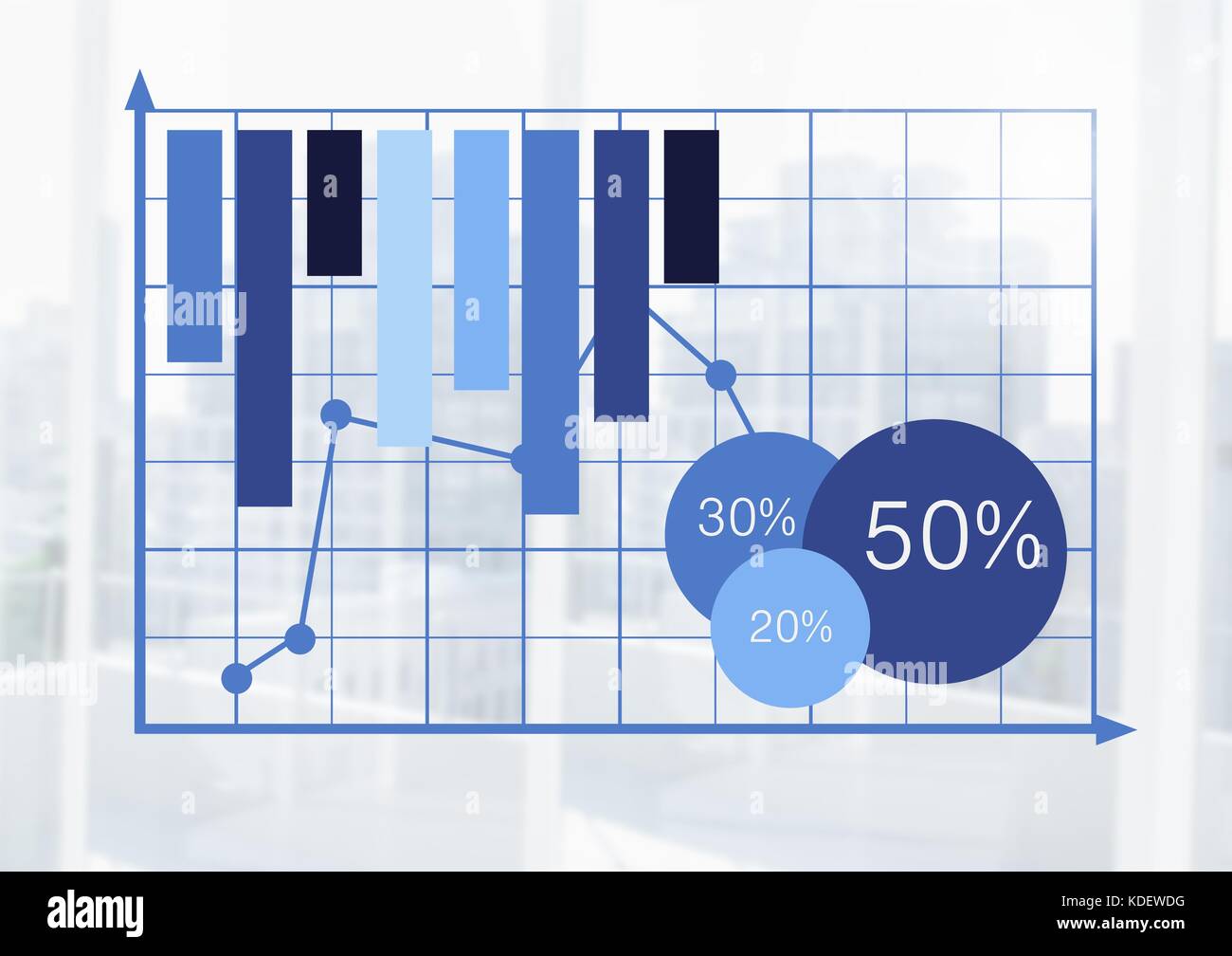 Digital composite of Business bar charts statistics with bright ...