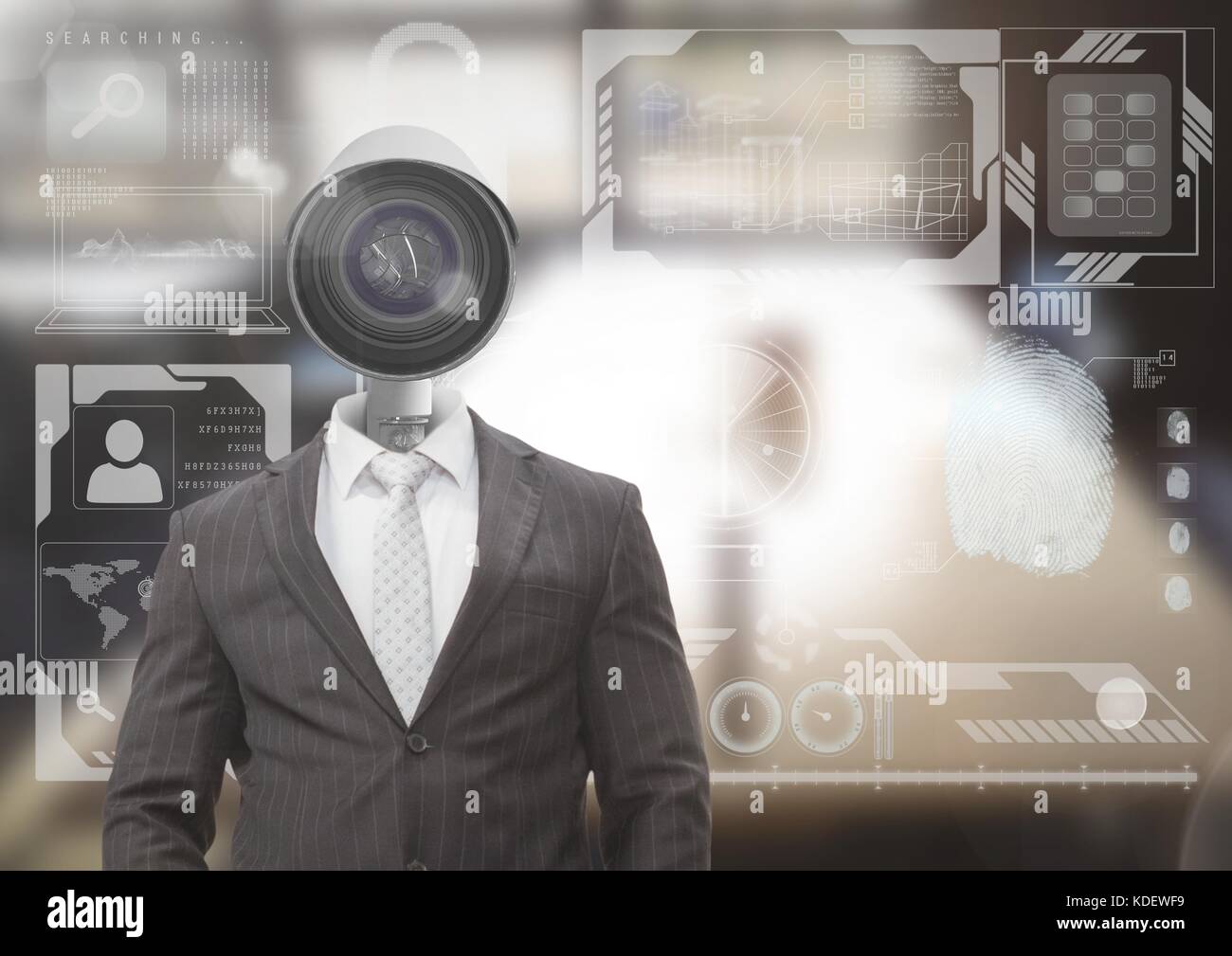 Digital composite of Businessman with CCTV head at office with ...