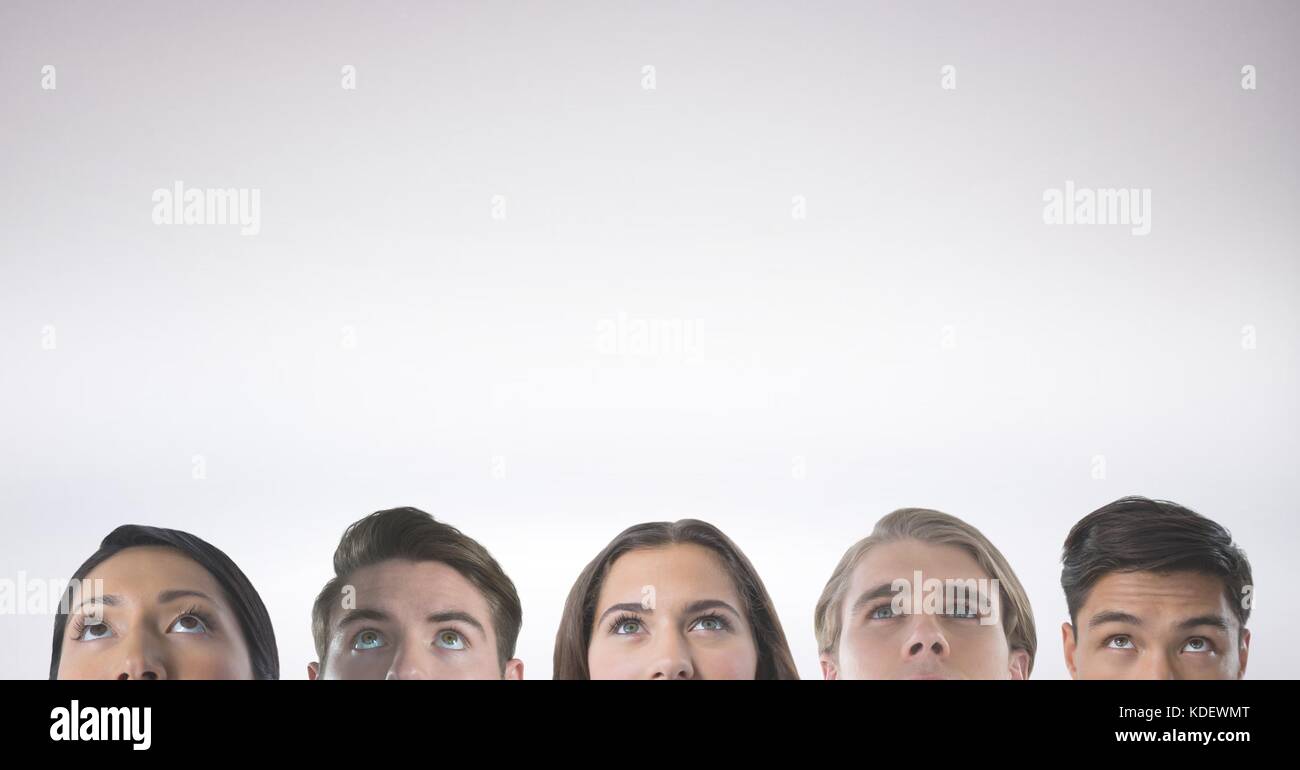 Digital composite of heads looking up Stock Photo - Alamy